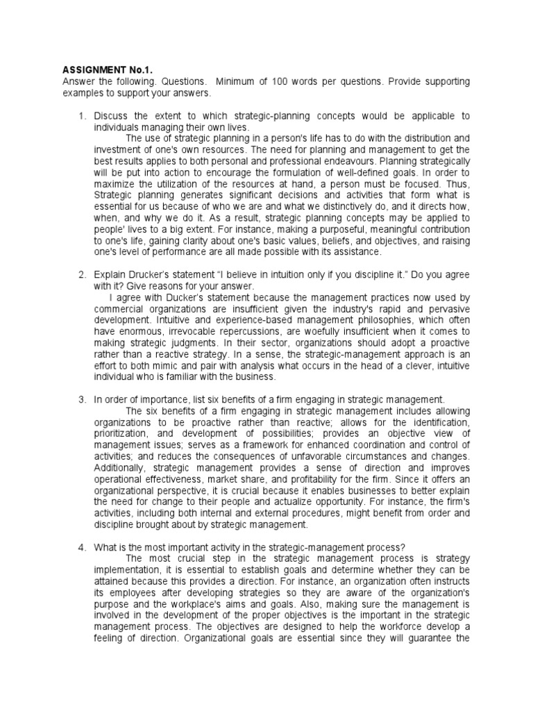 Assignment 1 BME 1102 | PDF | Strategic Management | Goal