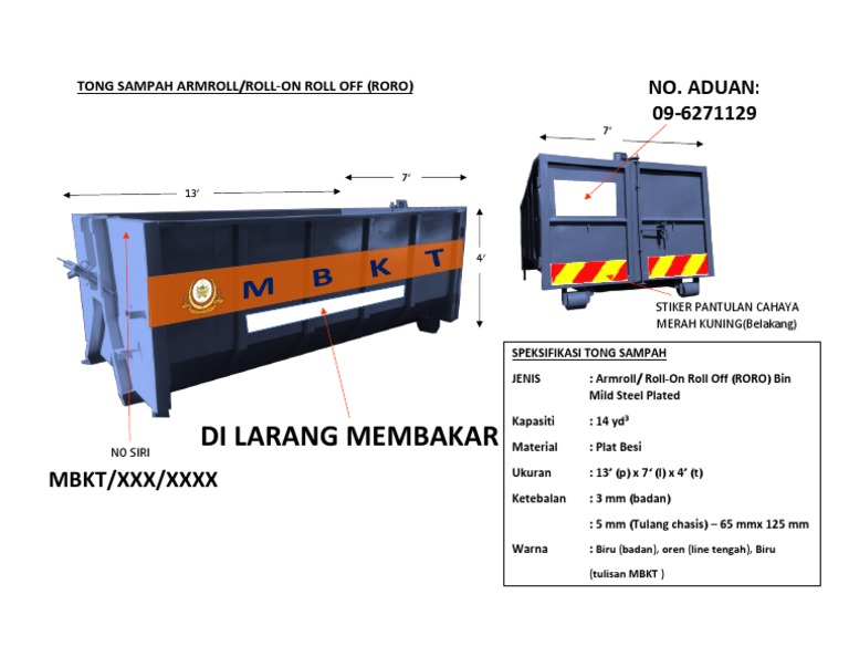 Spesifikasi Tong Sampah Roro-1 | PDF