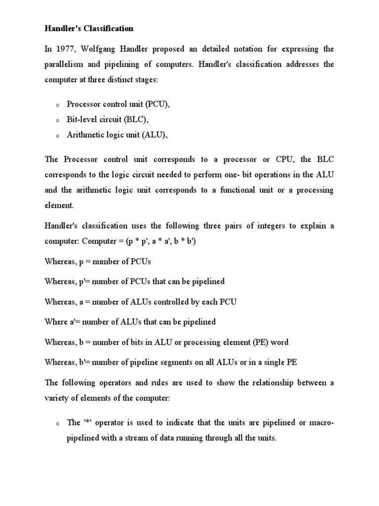 Handler's Classification | PDF | Central Processing Unit | Computer Architecture