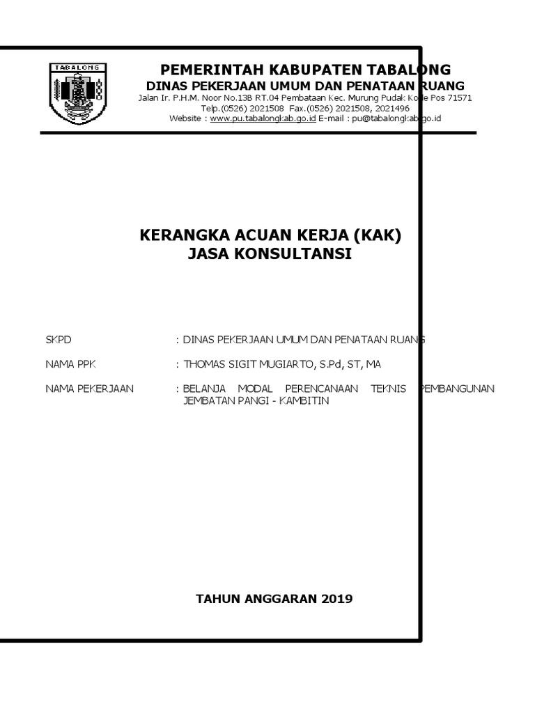 KAK Perencanaan Jembatan Pangi | PDF | Bisnis | Seni