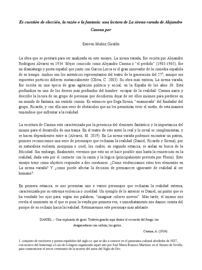 Ensayo - La Sirena Varada | PDF