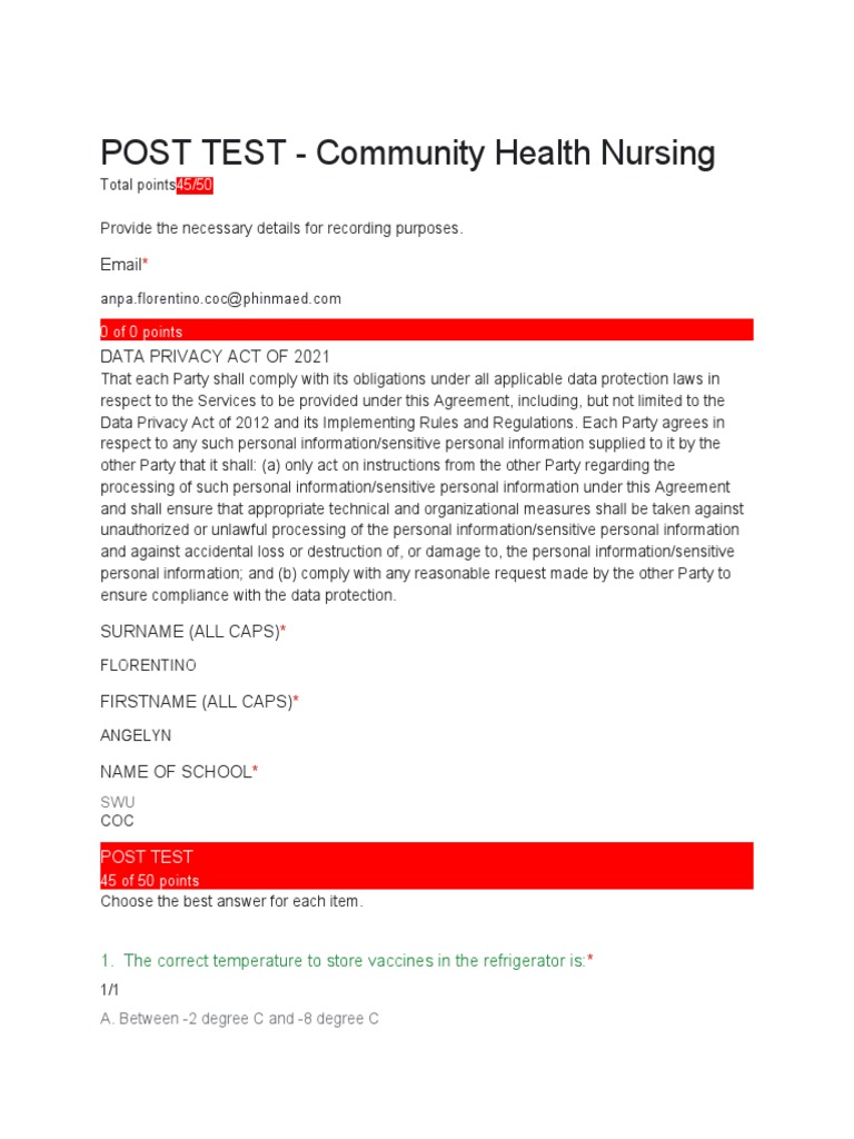 CHN Post Test | PDF | Preventive Healthcare | Health Care