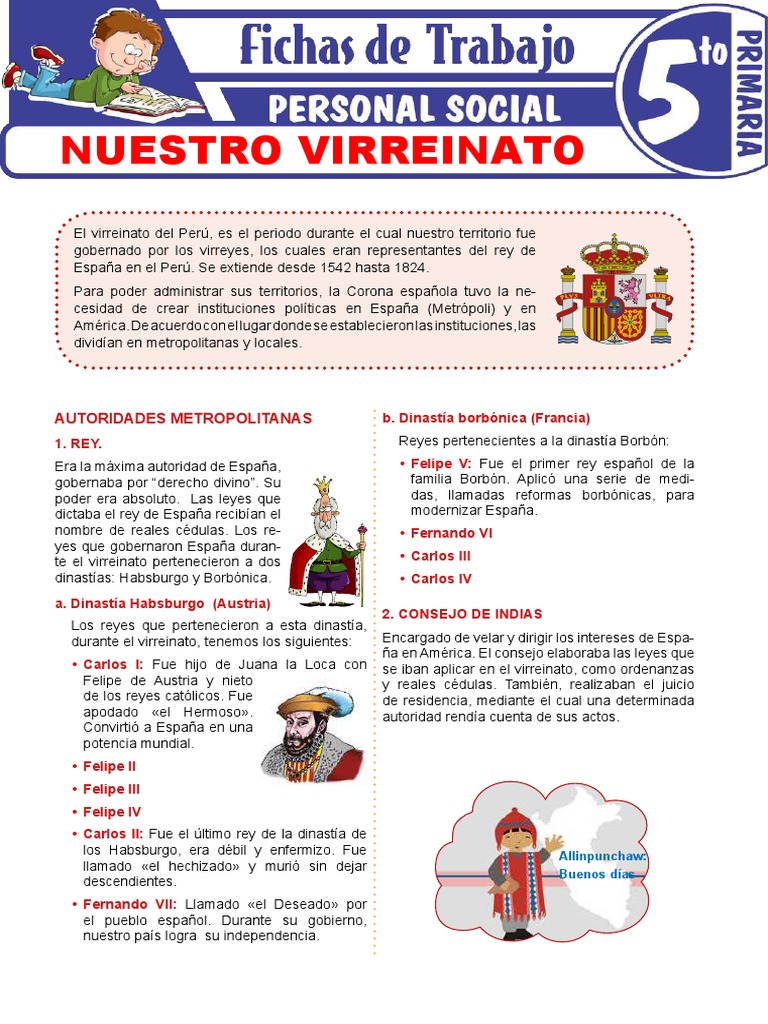 Nuestro Virreinato para Quinto Grado de Primaria | PDF | Perú | España