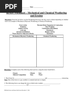 Weathering and Erosion Quiz Answers | PDF | Erosion | Weathering