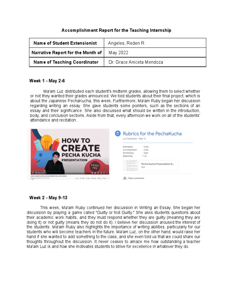Accomplishment Report For The Month of May | PDF | Essays | Behavior ...