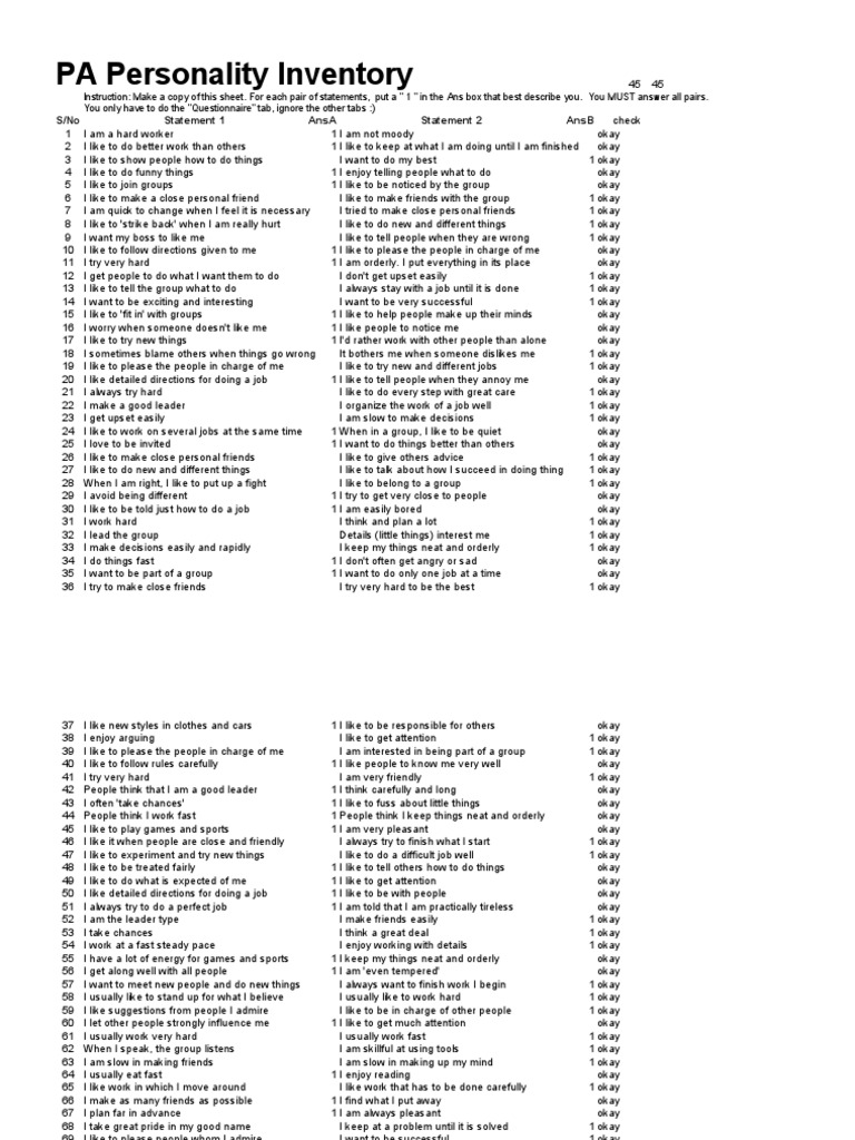 Personality PAPI | PDF