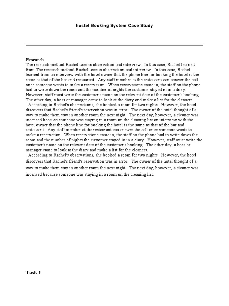 Hostel Booking System Case Study: Task 1 | PDF | Survey Methodology | Questionnaire