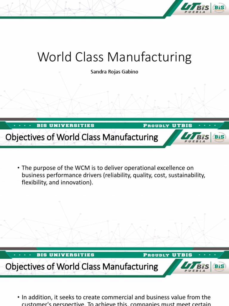 World Class Manufacturing Objectives & Methods | PDF | Lean Manufacturing | Supply Chain Management