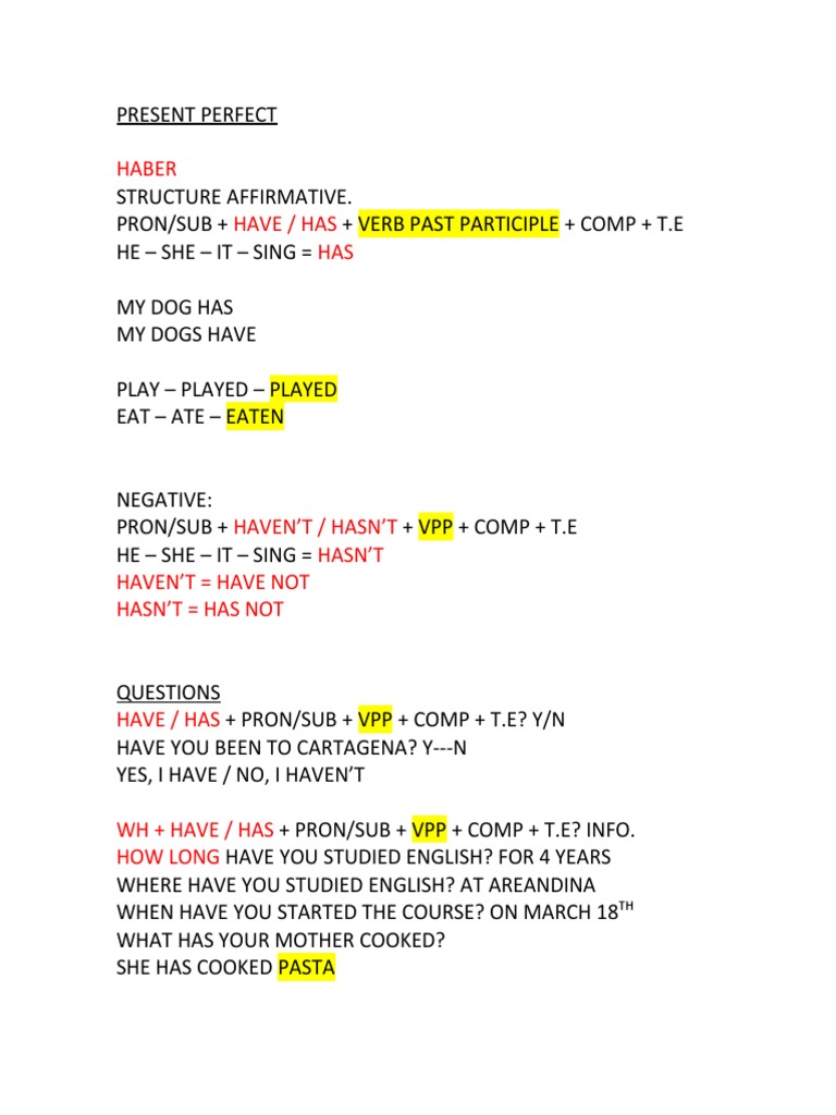 Present Perfect | PDF