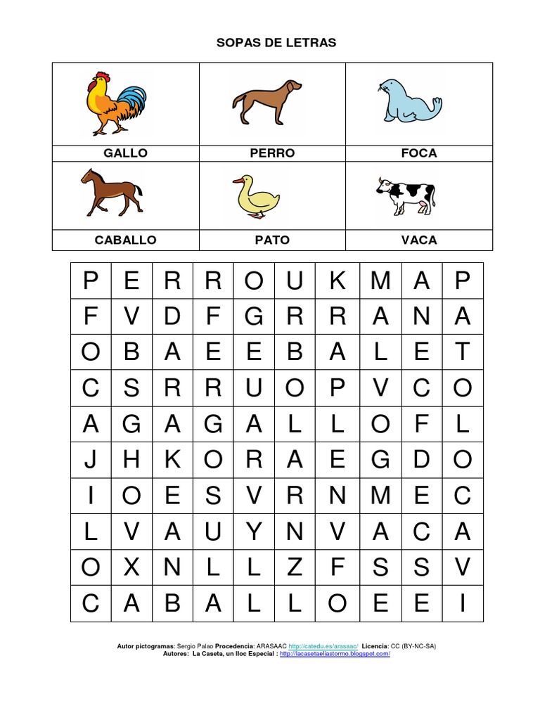 Sopas de Letras de Animales para Niños | PDF | Organismos