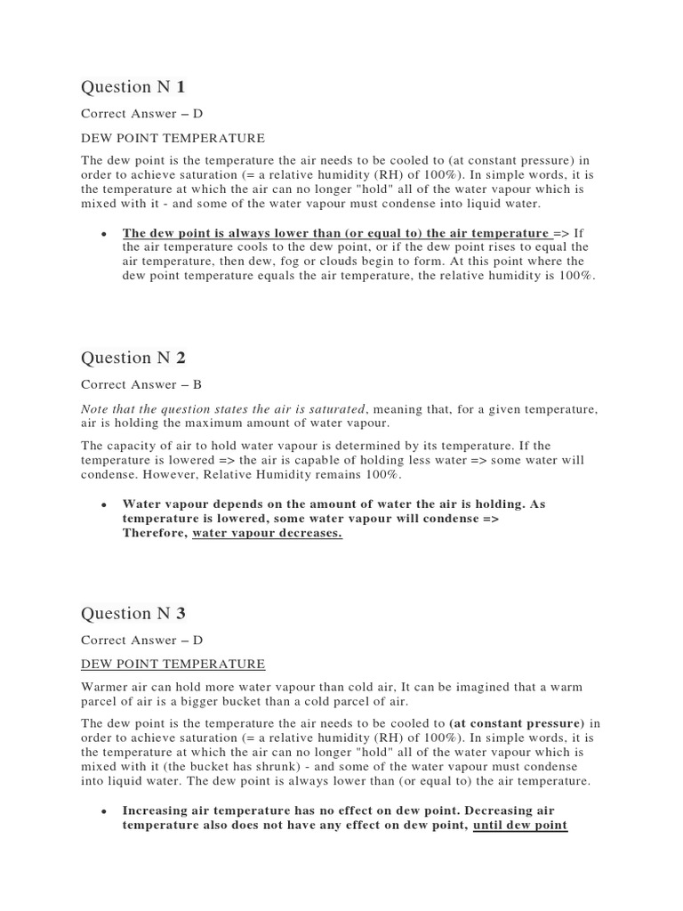 050 - Meteorology - Answers | PDF | Humidity | Water Vapor