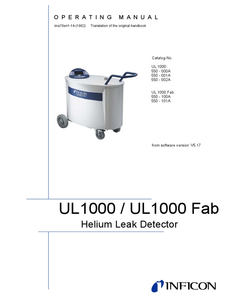UL1000/UL1000 Fab Leak Detector Manual | PDF | Water | Humidity