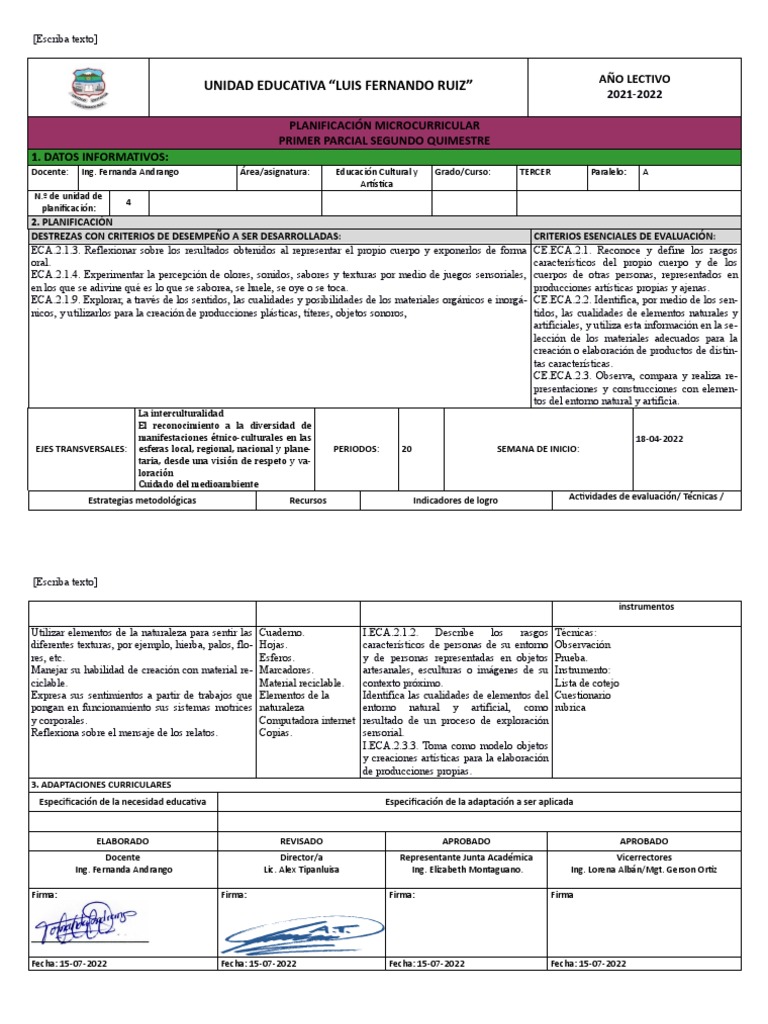 FORMATO PUD 4 2021.2022 3er GRADO | PDF