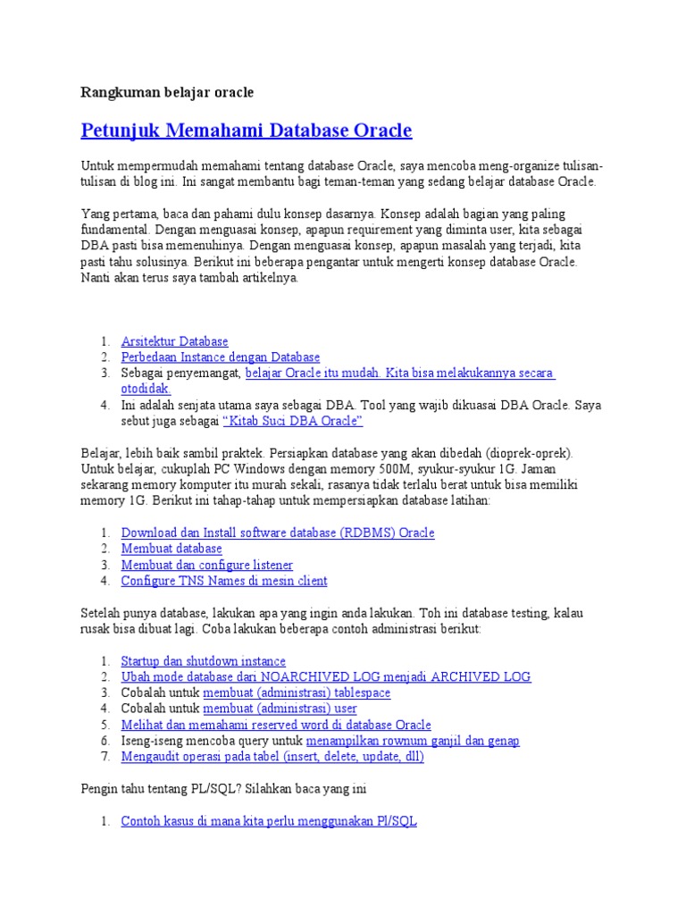 Rangkuman Belajar Oracle | PDF