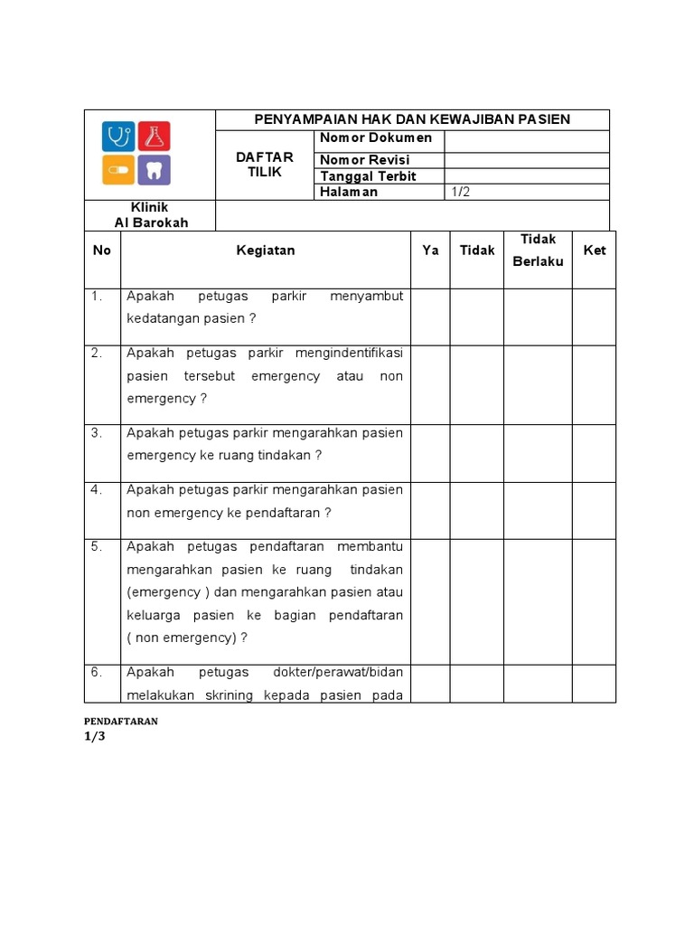 Daftar Tilik Skrining Pasien | PDF