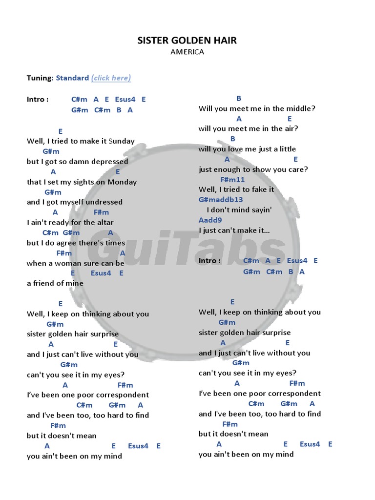 Sister Golden Hair Chords & Lyrics | PDF | Recorded Music | Albums