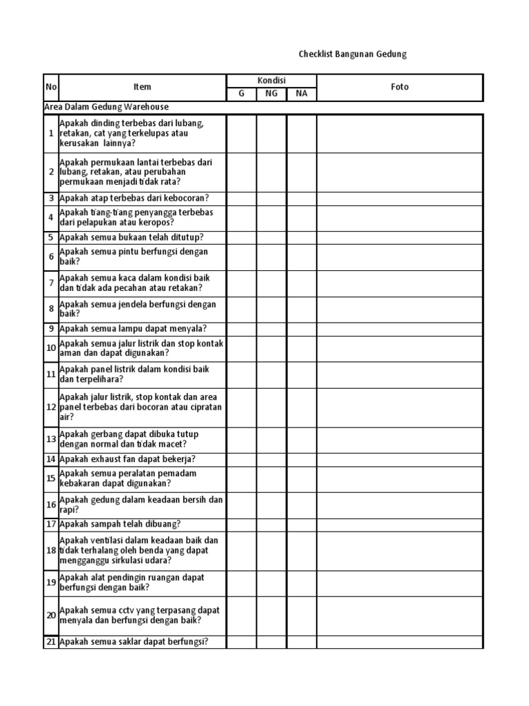 Draft Checklist Bangunan Gedung | PDF