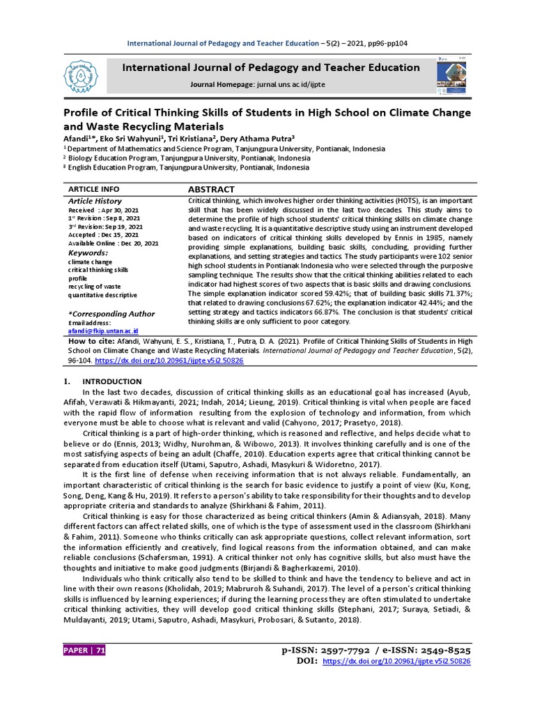 3-Critical Thinking Skills of Students in High School On Climate Change ...