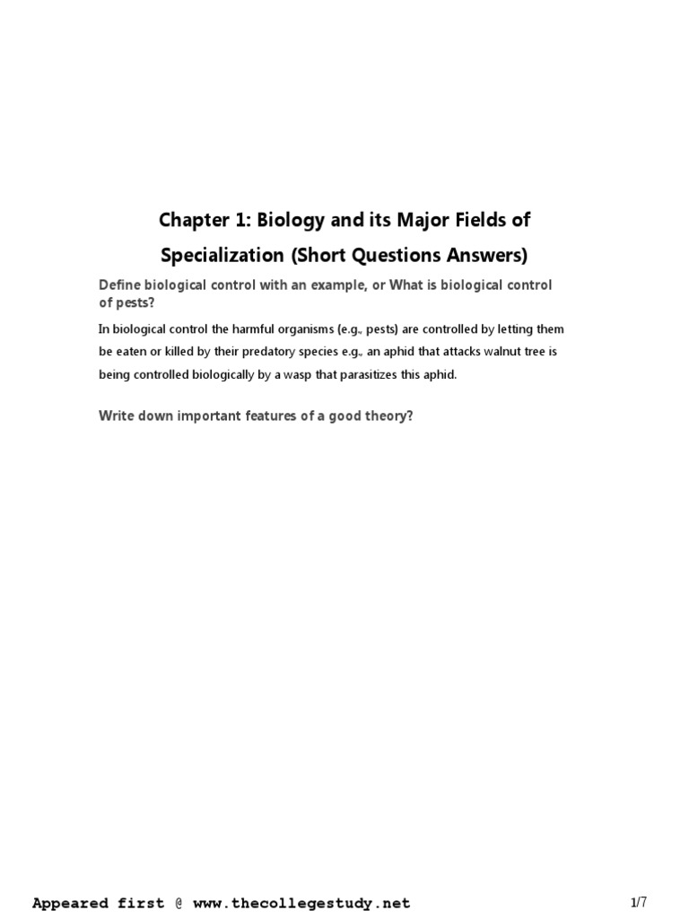 13 Ch 1 (Biology _ its Major Fields of Specialization) 1st Year Biology ...