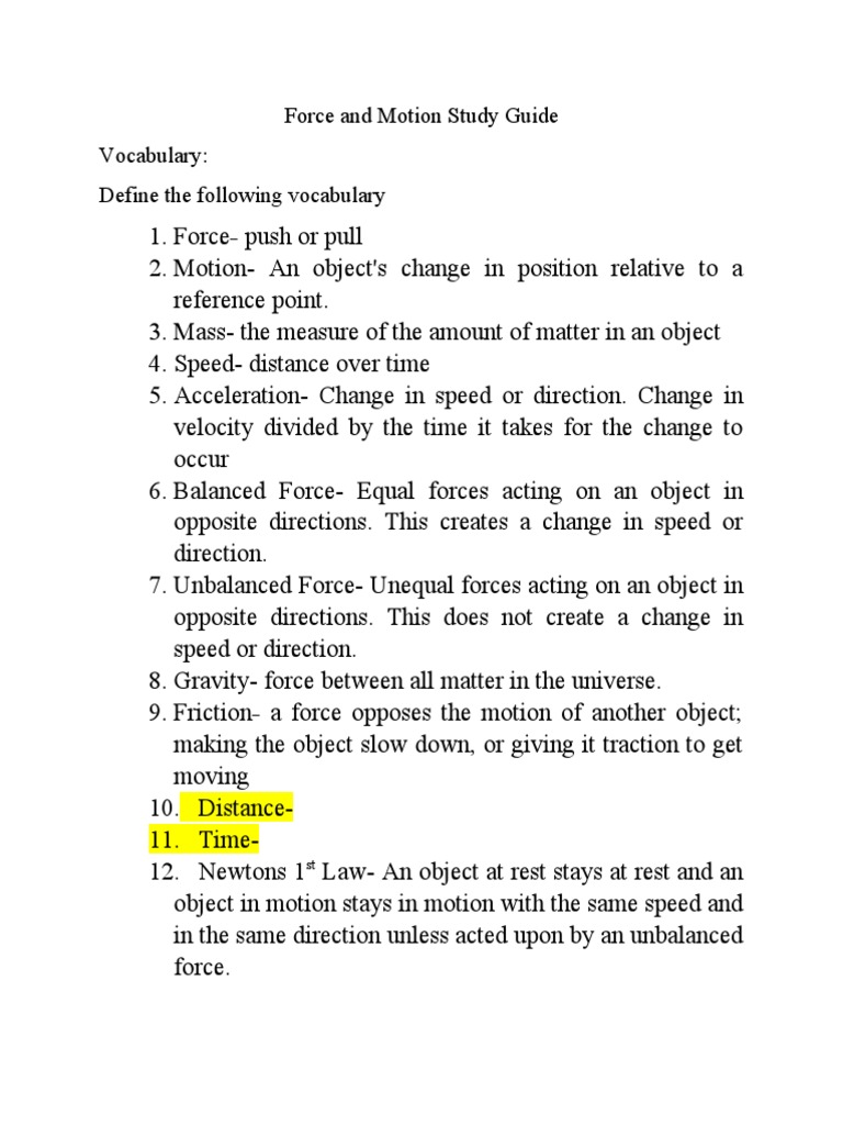 Force and Motion Study Guide - Student-SantiagoSerranoBalza | PDF ...