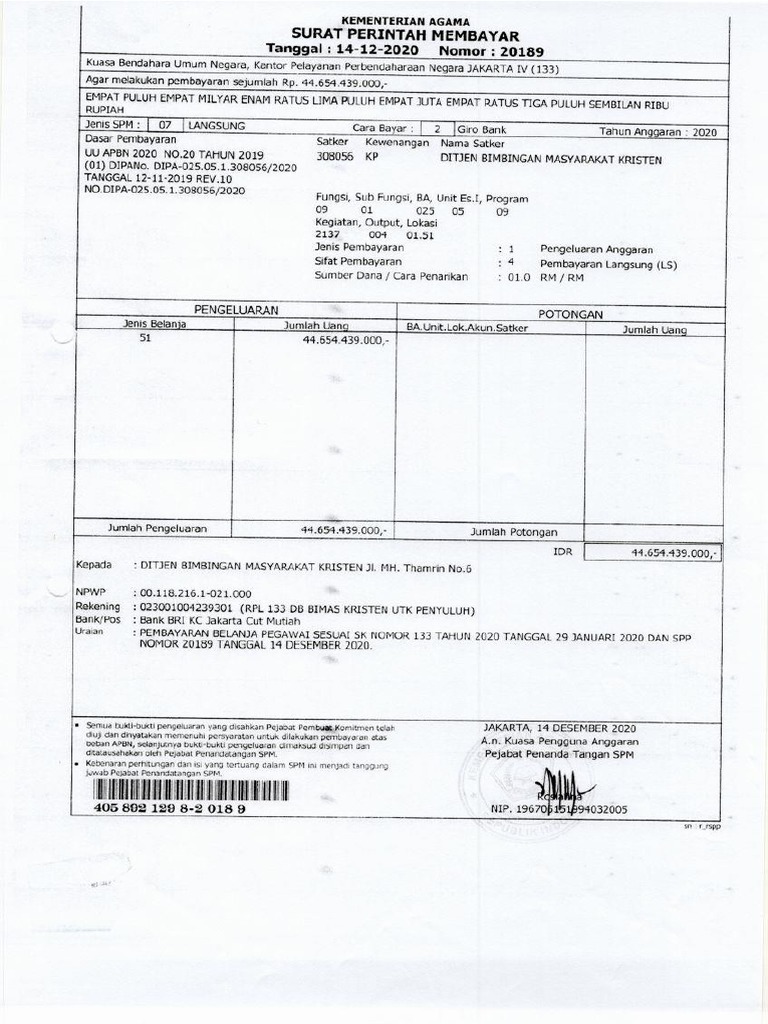 Surat Perintah Membayar | PDF
