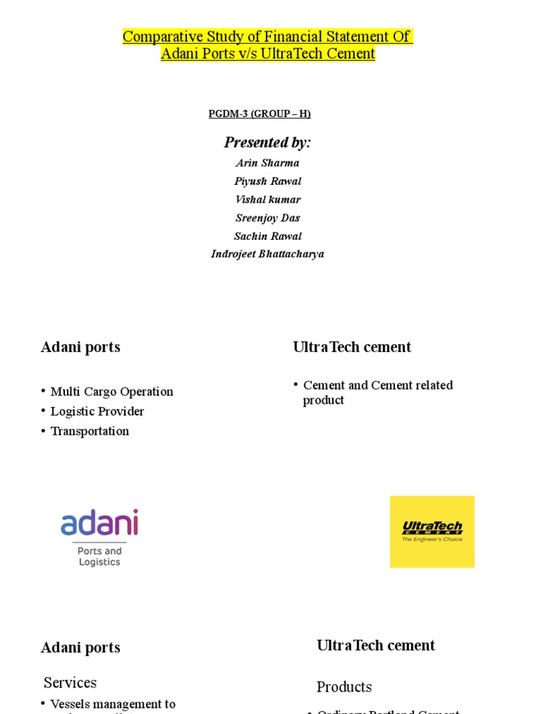 Comparative Study of Financial Statement of Adani Ports V/S Ultratech ...