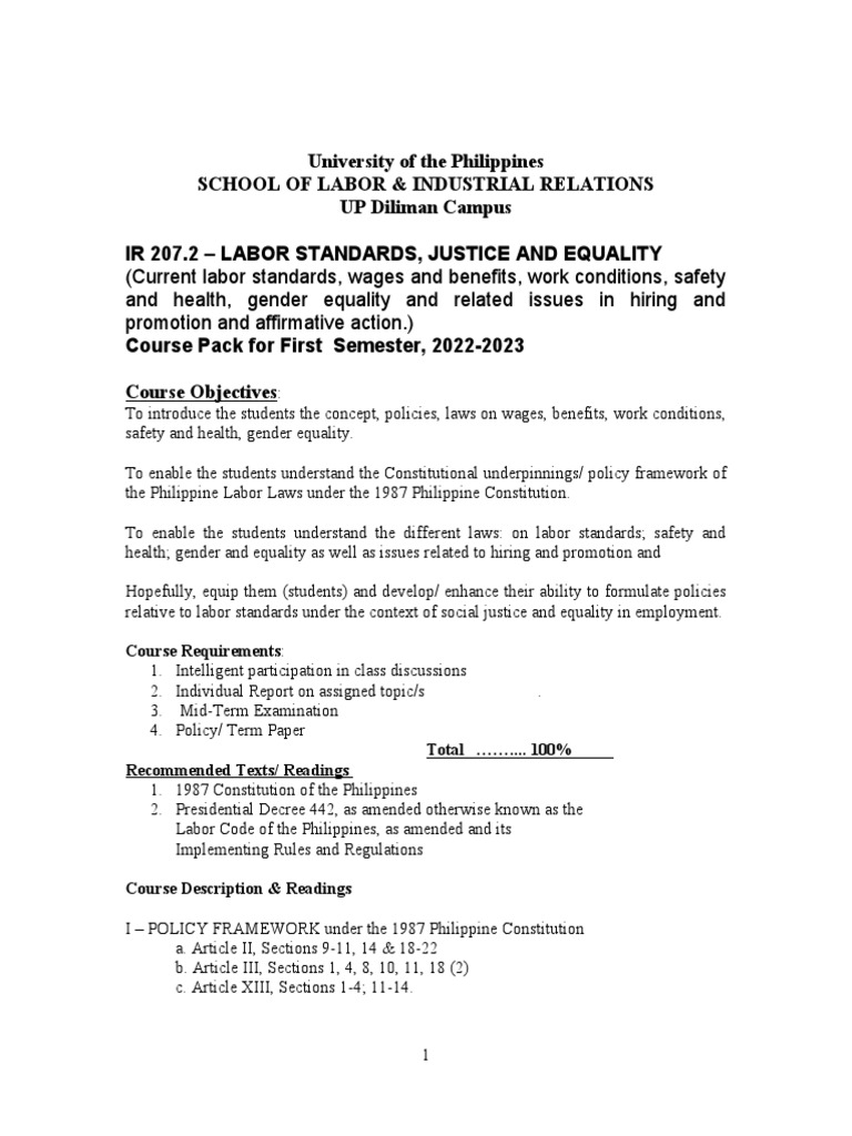 Backup of Ir- 207.2 Syllabus 2022-2023 | PDF | Social Equality | Welfare