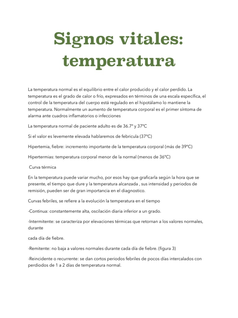 Valores Normales de Temperatura Corporal | PDF | Fiebre | Temperatura