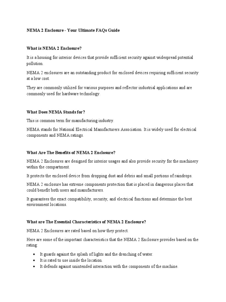 NEMA 2 Enclosure & Insulated Enclosure | PDF | Electricity | Building ...