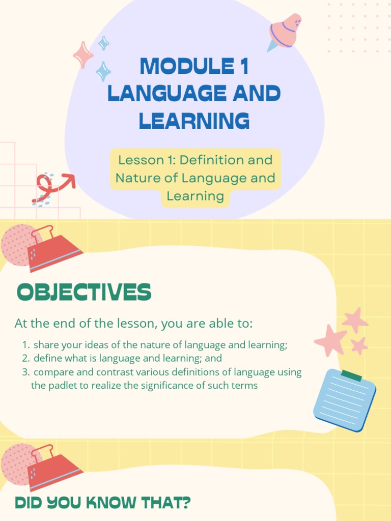 Module 1 Lesson 1 Language and Learning | Download Free PDF | Language Acquisition | Learning