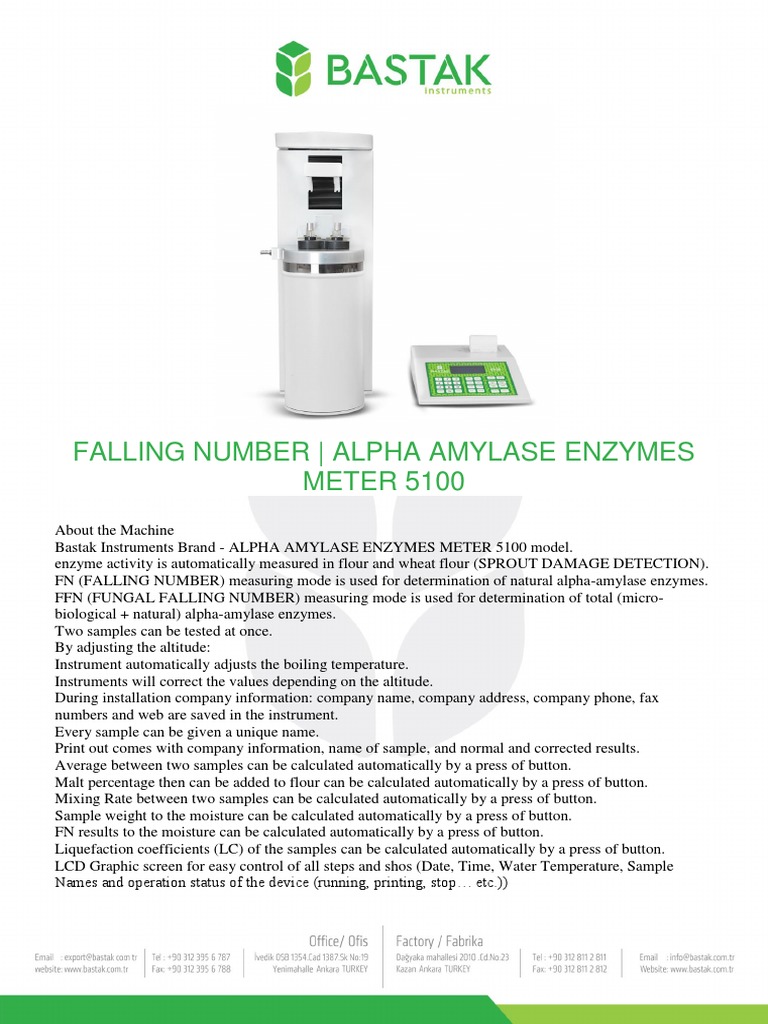 Falling Number - Alpha Amylase Enzymes METER 5100 | PDF