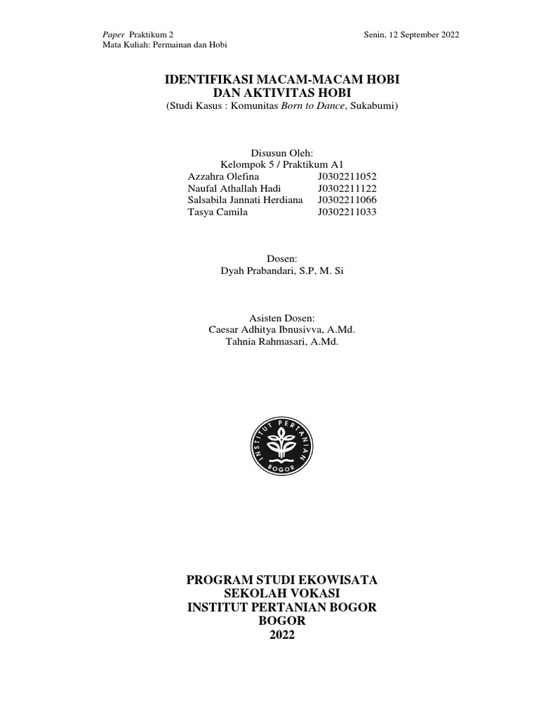 Paper Identifikasi Macam Hobi | PDF