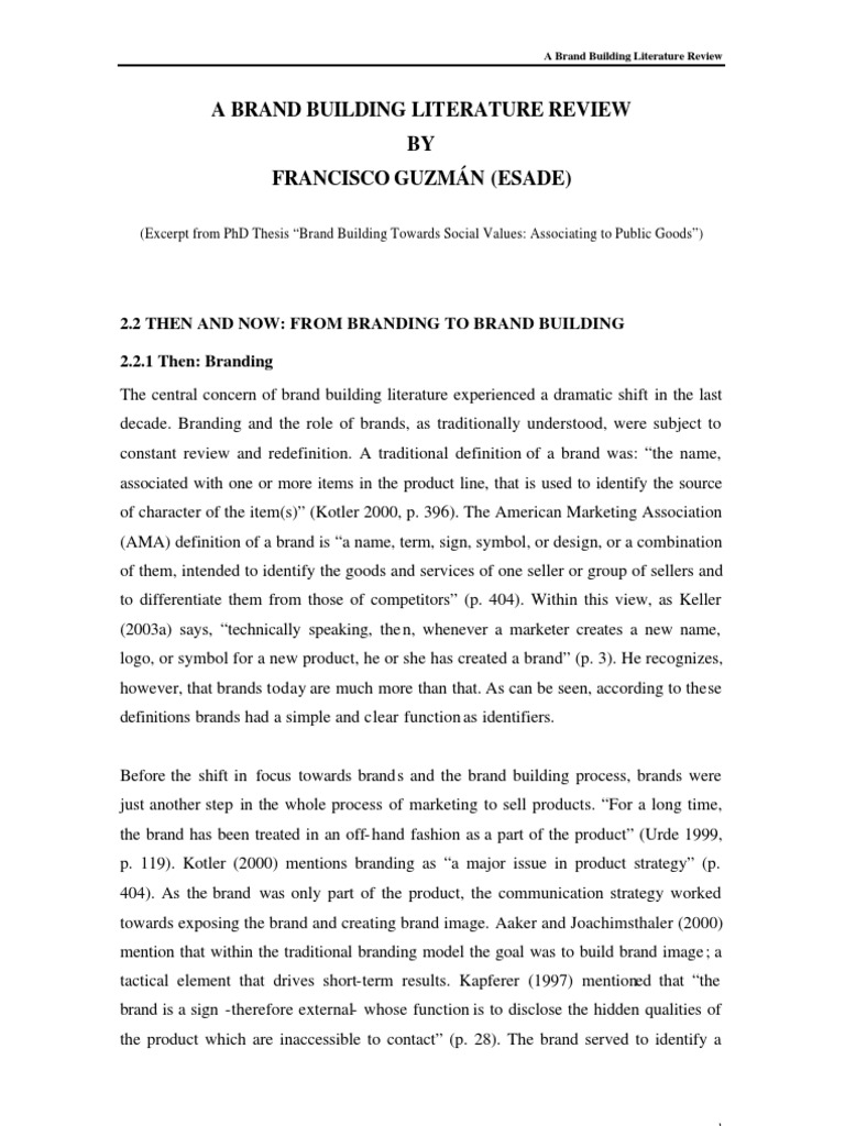 257 A Brand Building Literature Review | PDF