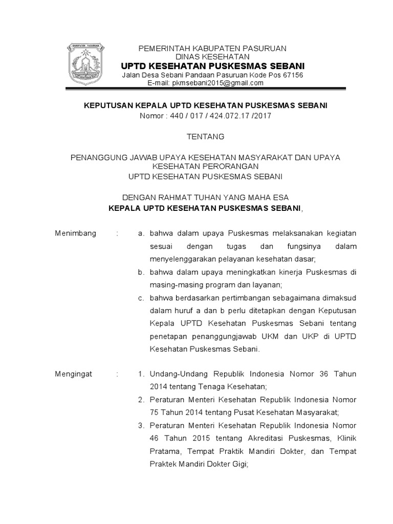 2.3.1.2 SK Penanggung Jawab UKM UKP FIX | PDF