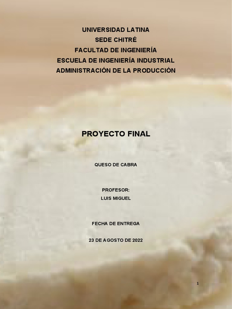Proyecto de Queso de Cabra .El Espinal | PDF | Queso | Leche