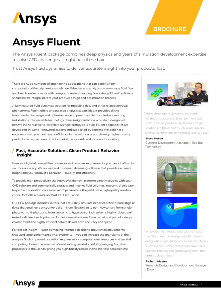 Ansys Fluent Brochure 140 | Download Free PDF | Simulation | Computational Fluid Dynamics