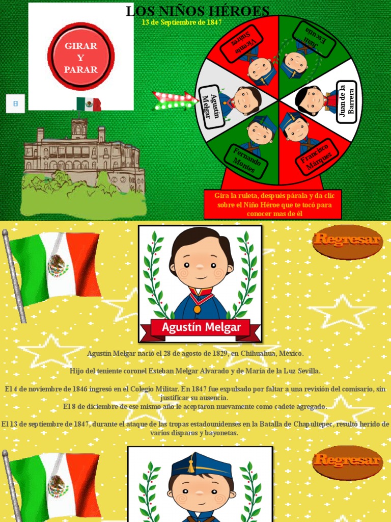 RULETA DE LOS NIÑOS HEROES Con Información de Cada Uno | PDF ...
