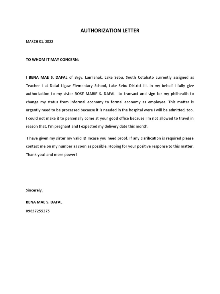 Authorization Letter | PDF | Career & Growth | Self-Improvement