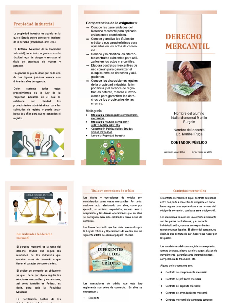 Derecho Mercantil Triptico | PDF | Business | Derecho empresarial