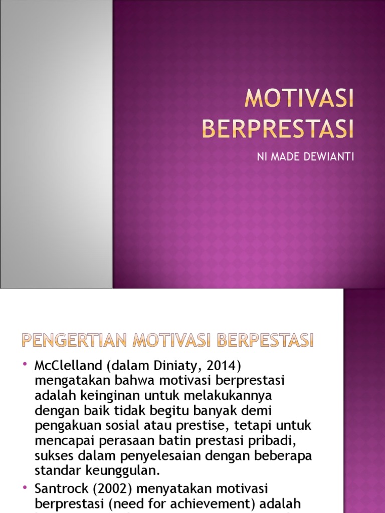 Motivasi Berprestasi | PDF | Karier & Perkembangan