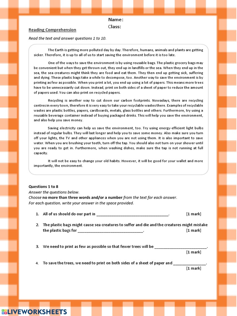 Reading Comp frm2 | Download Free PDF | Recycling | Reuse