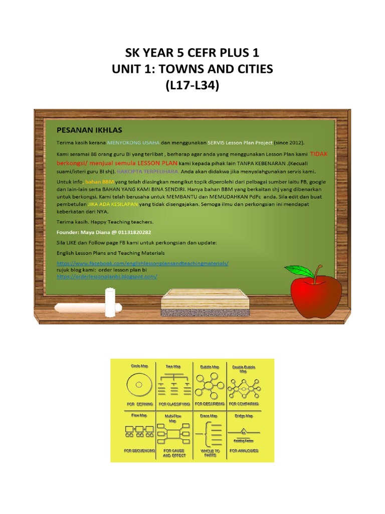 SK Year 5 Cefr Unit 1 Town and Cities | PDF | Lesson Plan | English ...