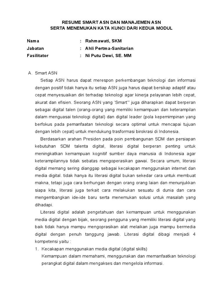 Resume Smart Asn Dan Manajemen Asn | PDF