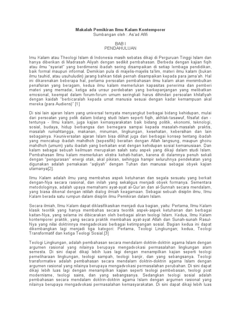 Makalah Pemikiran Ilmu Kalam Kontemporer Pdf