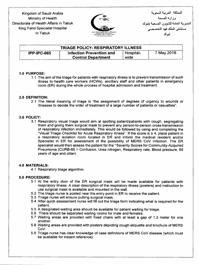 65 - Triage Policy | PDF | Hospital | Emergency Department