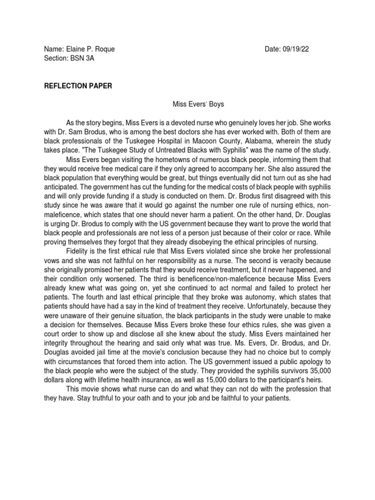 Reflection Paper | PDF | Medicine | Health Sciences