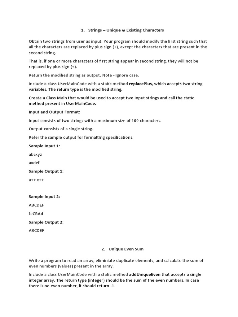 HandsOn Questions | PDF | String (Computer Science) | Array Data Structure HandsOn Questions | PDF | String (Computer Science) | Array Data Structure