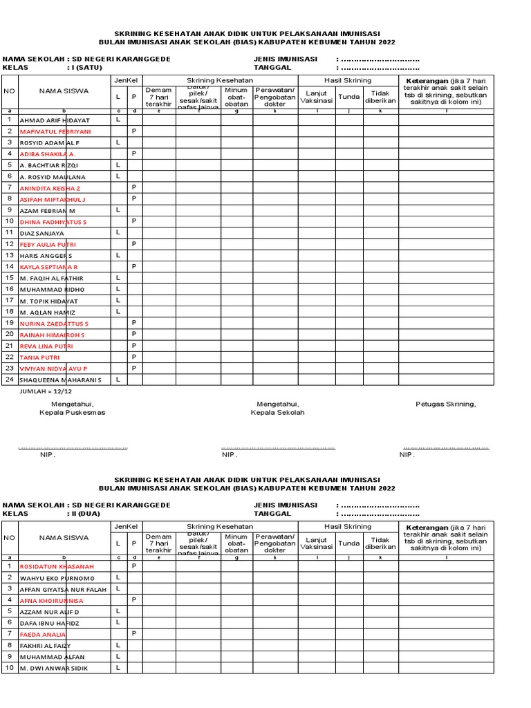Form Skrining Bias MR HPV | PDF