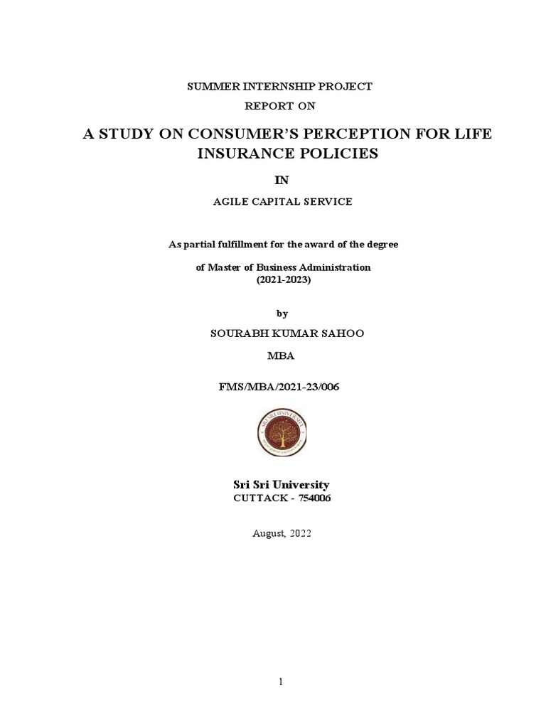 Consumer Perception of Life Insurance | PDF | Insurance | Life Insurance