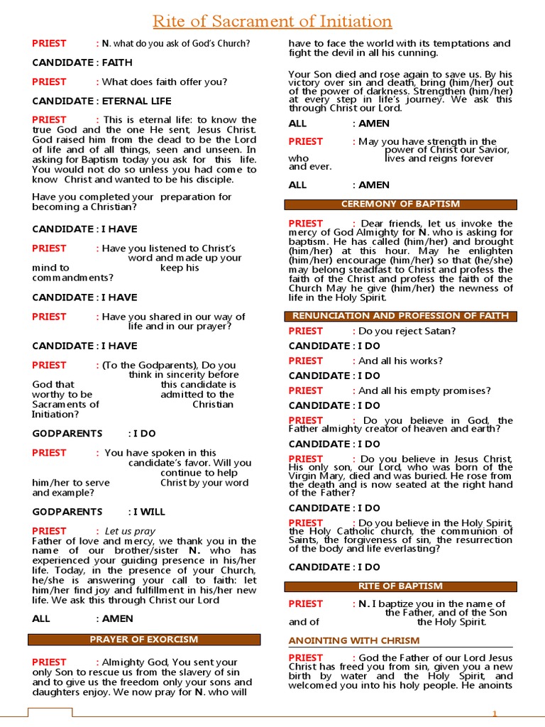 RITE OF BAPTISM With CONFIRMATION | PDF | Baptism | Jesus